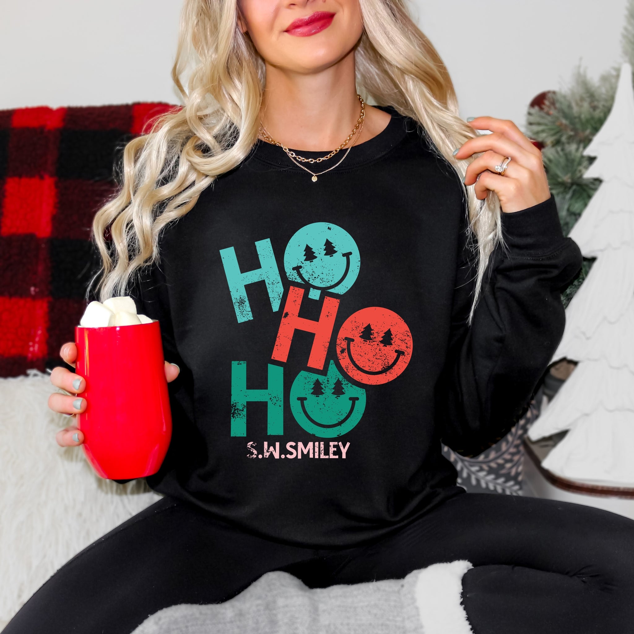 S.W.Smiley Ho Ho Ho Stacked - Sweatshirt