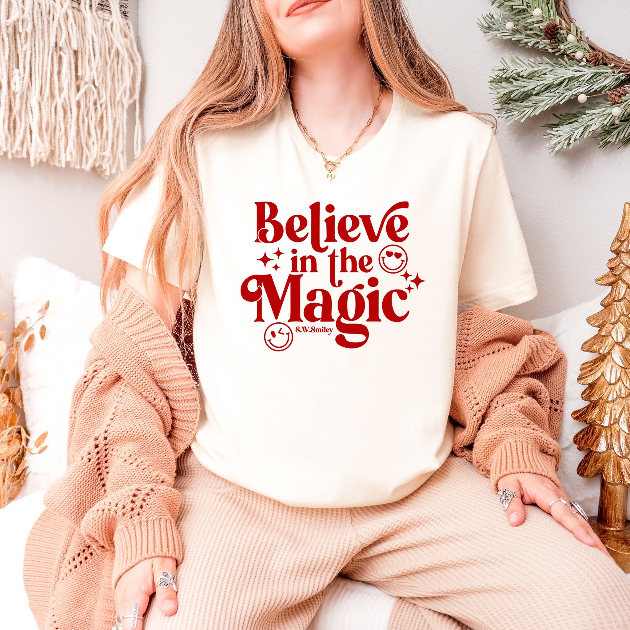 S.W.Smiley Believe in Magic Sparkle - Women's Short Sleeve Graphic T-S