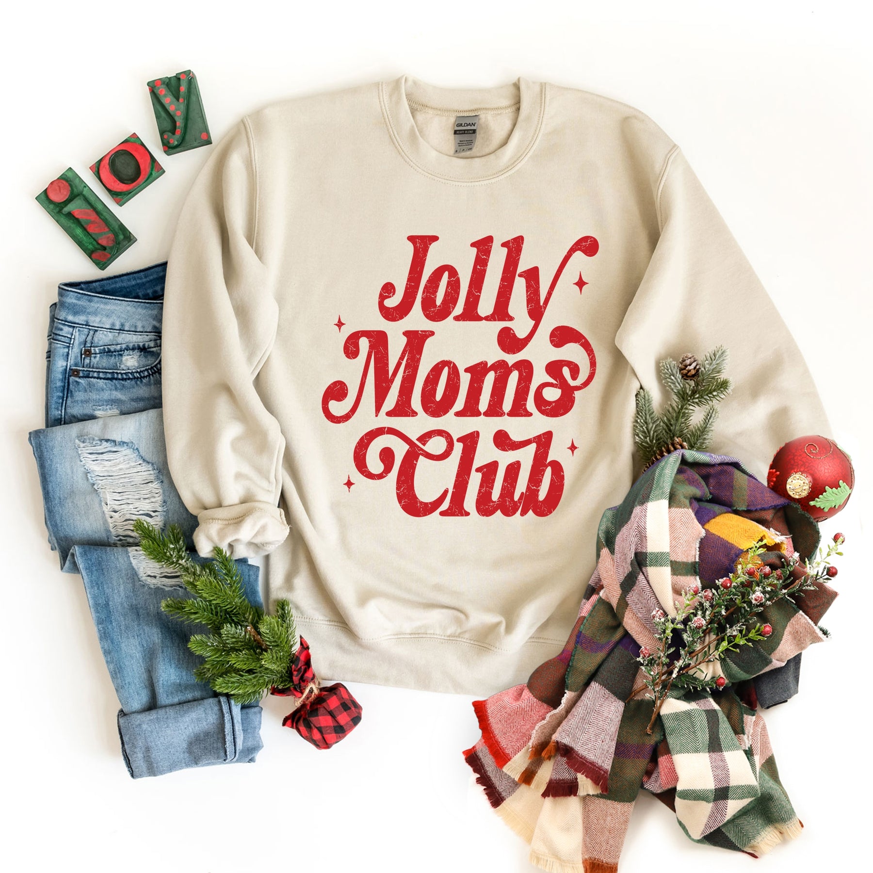 Jolly Mom's Club Distressed - Women's Graphic Sweatshirt
