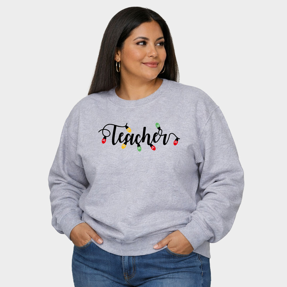 Teacher Christmas Lights - Women's Plus Sized Graphic Sweatshirt