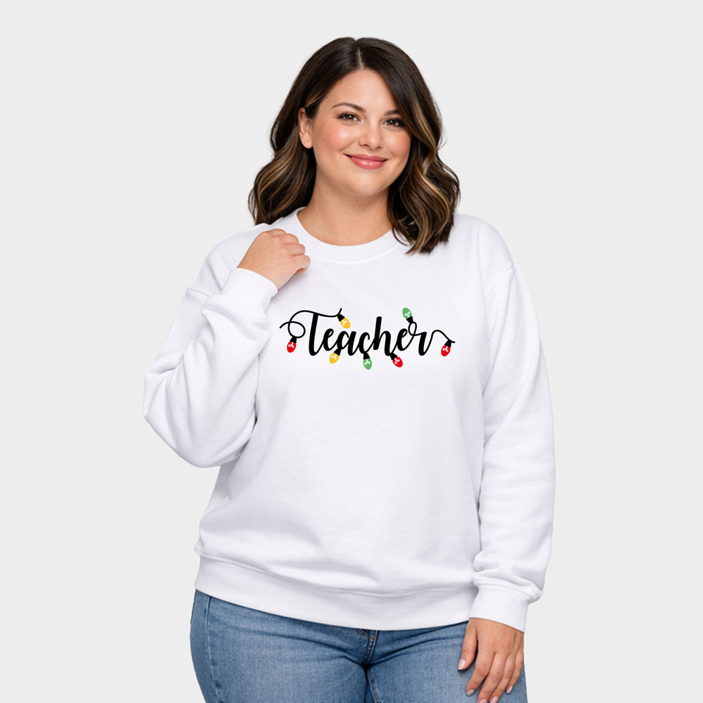 Teacher Christmas Lights - Women's Plus Sized Graphic Sweatshirt