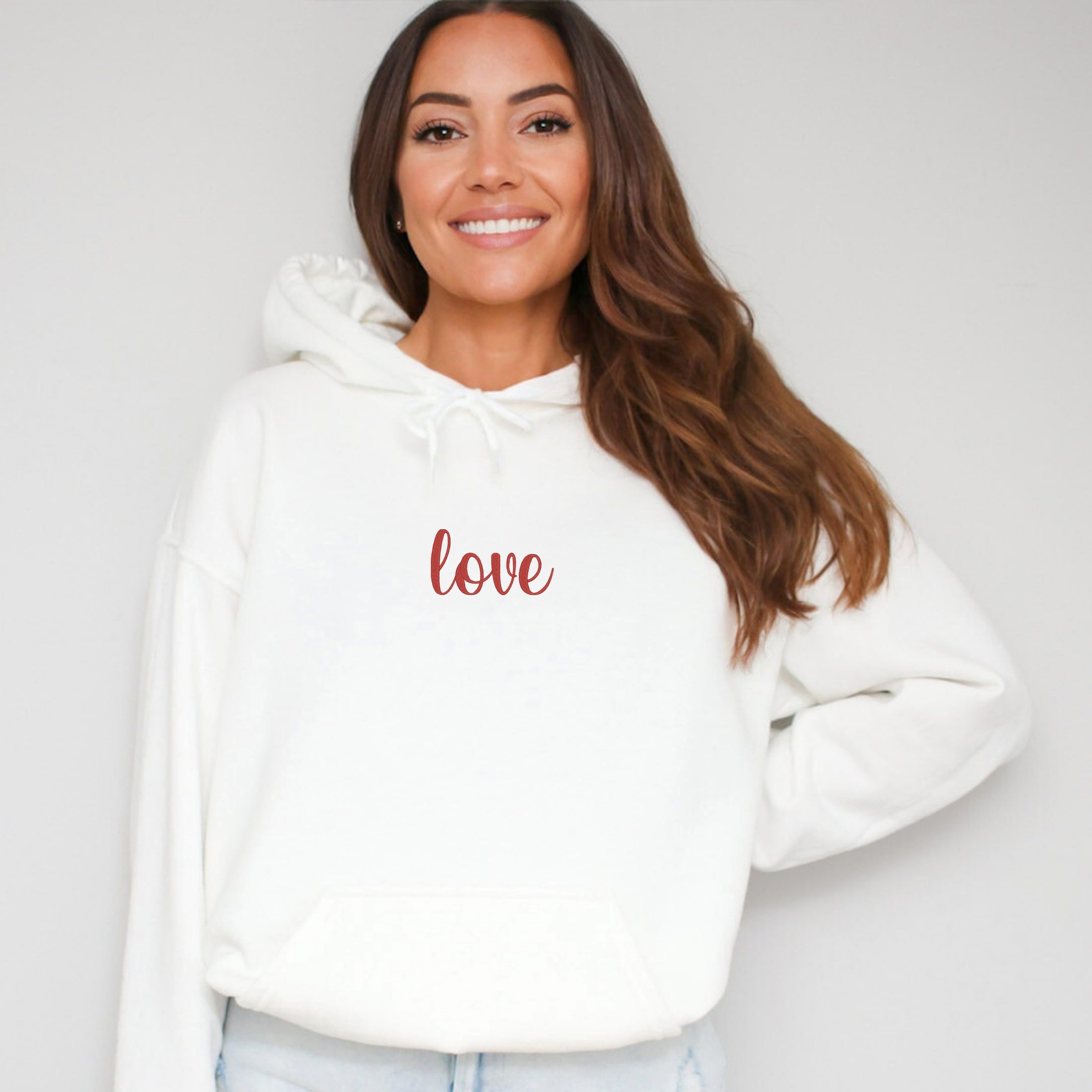 Embroidered Love Cursive - Women's Graphic Hoodie