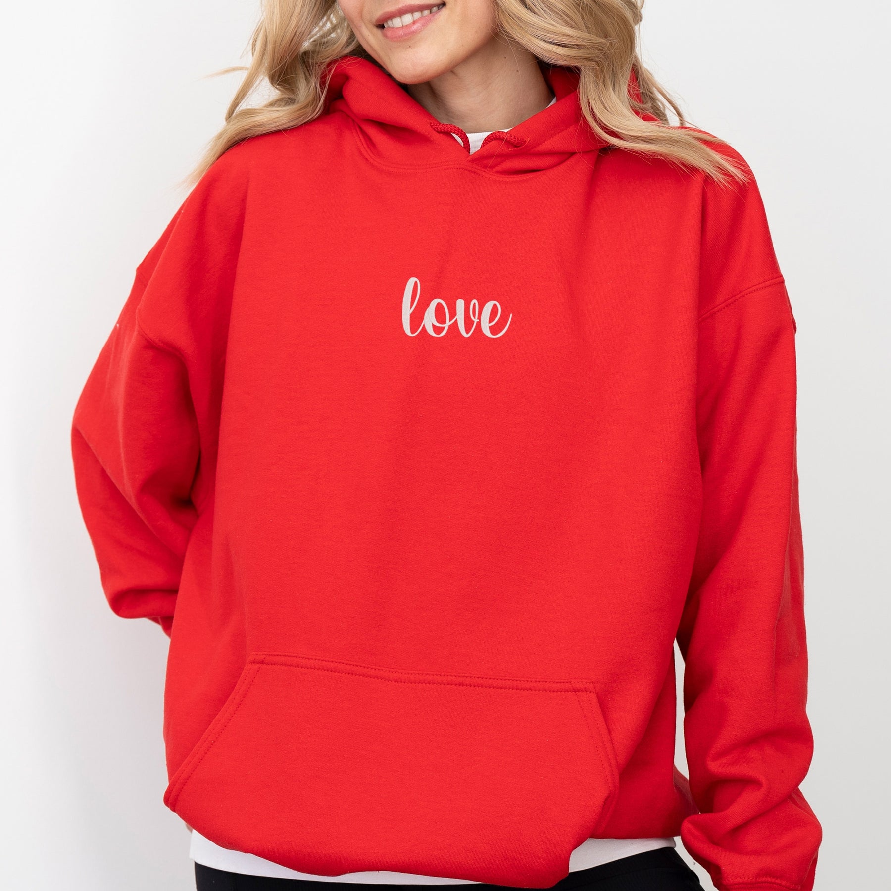 Embroidered Love Cursive - Women's Graphic Hoodie